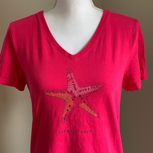 Life Is Good | Tops | Life Is Good Pink Starfish Crusher Tee | Poshmark